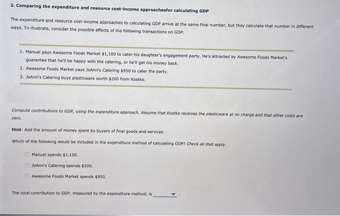 Solved Attempts 2. Comparing the expenditure and resource | Chegg.com