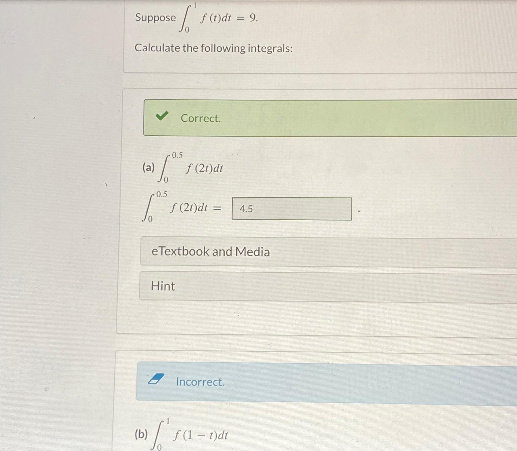 Solved Suppose ∫01f(t)dt=9Calculate the following | Chegg.com