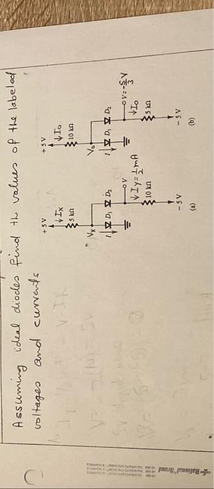 Solved Assuming ideal diodes find the values of the labeled | Chegg.com Solved Assuming ideal diodes find the values of the labeled | Chegg.com