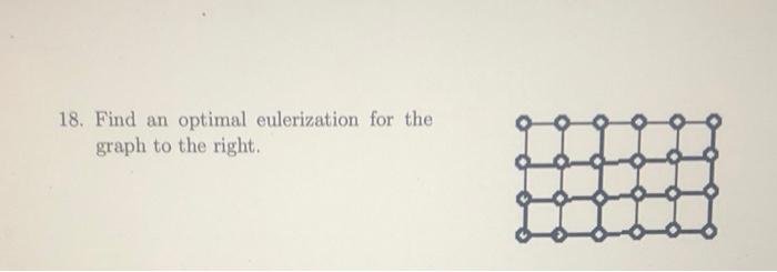Solved 18. Find an optimal eulerization for the graph to the | Chegg.com