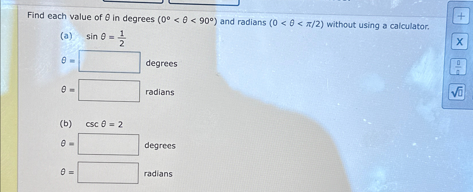 Solved Find each value of θ ﻿in degrees )