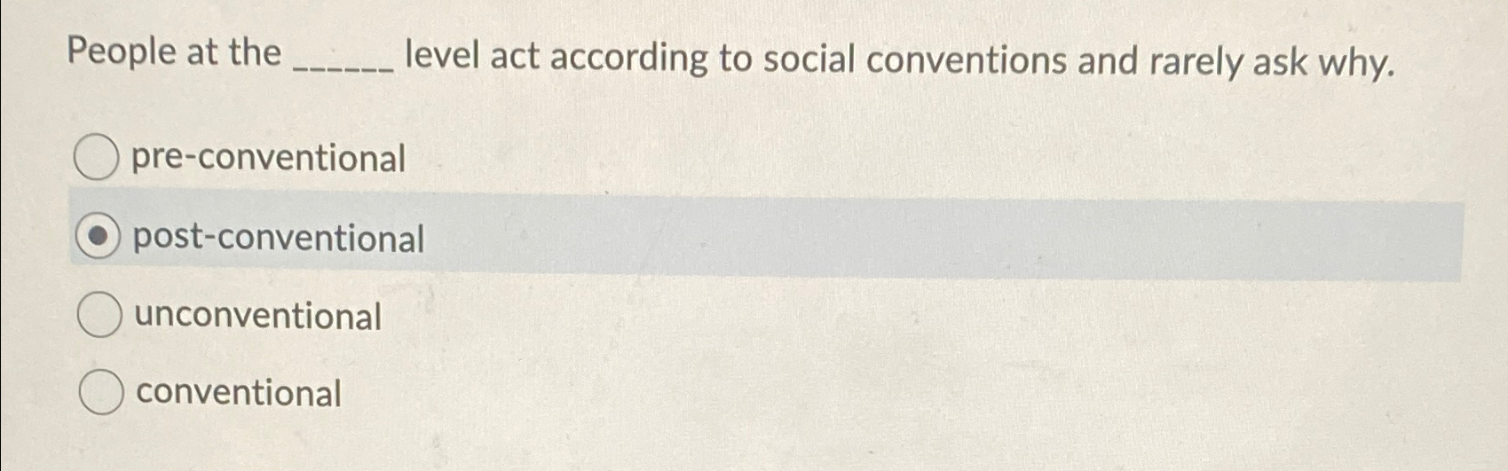 Solved People at the level act according to social | Chegg.com