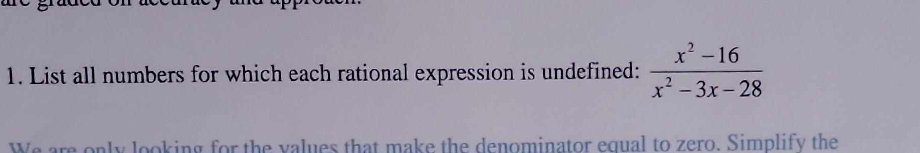 Solved 1. List all numbers for which each rational | Chegg.com