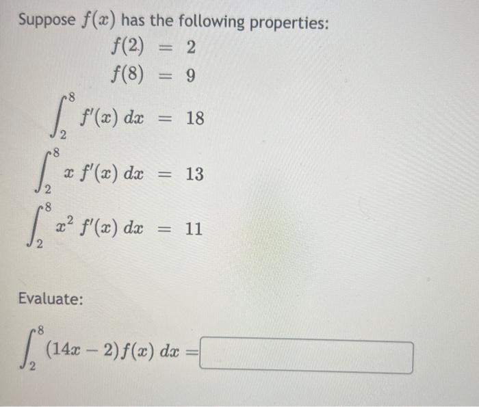 Solved Suppose f(x) has the following properties: | Chegg.com