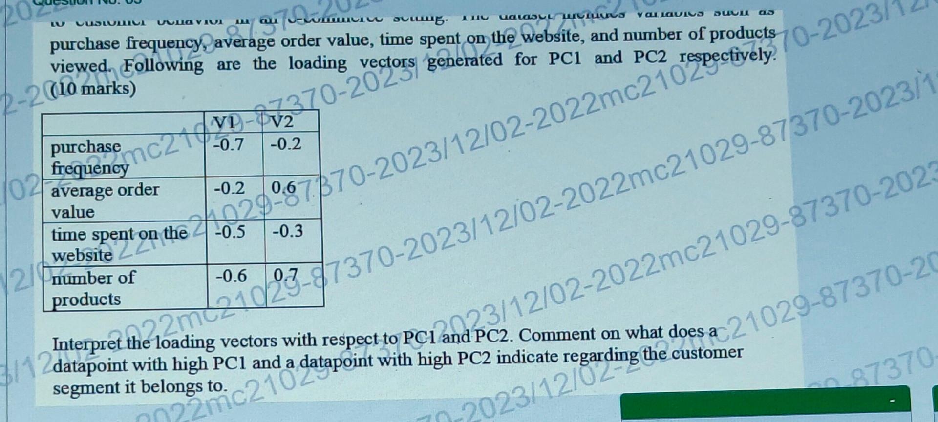 Solved Let's consider a use case where PCA is applied to a | Chegg.com