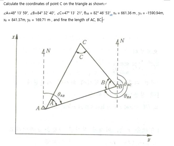 Solved Calculate the coordinates of point C on the triangle | Chegg.com