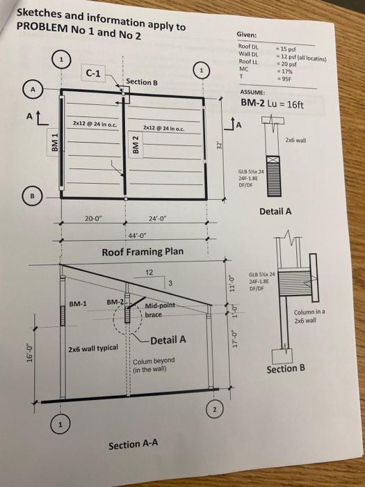 Solved Sketches and information apply to PROBLEM No 1 and No | Chegg.com