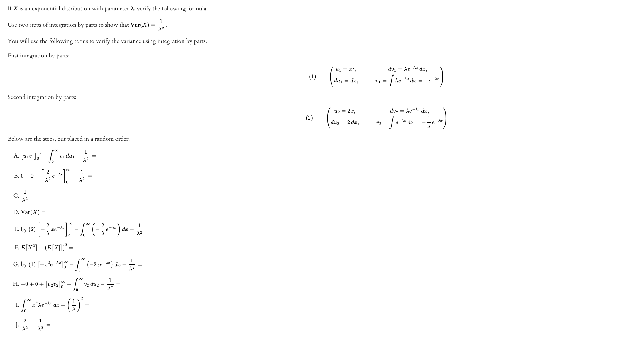 Solved If x ﻿is an exponential distribution with parameter | Chegg.com