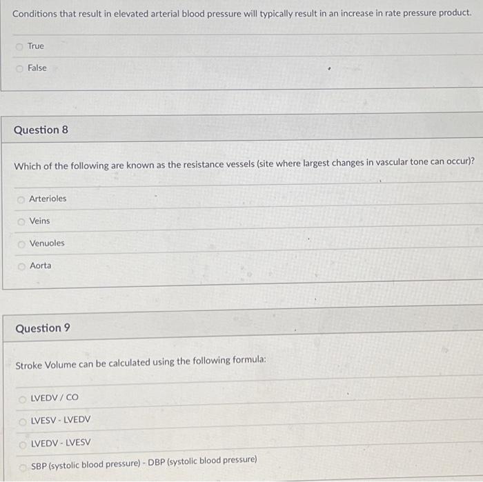 Solved Conditions that result in elevated arterial blood | Chegg.com