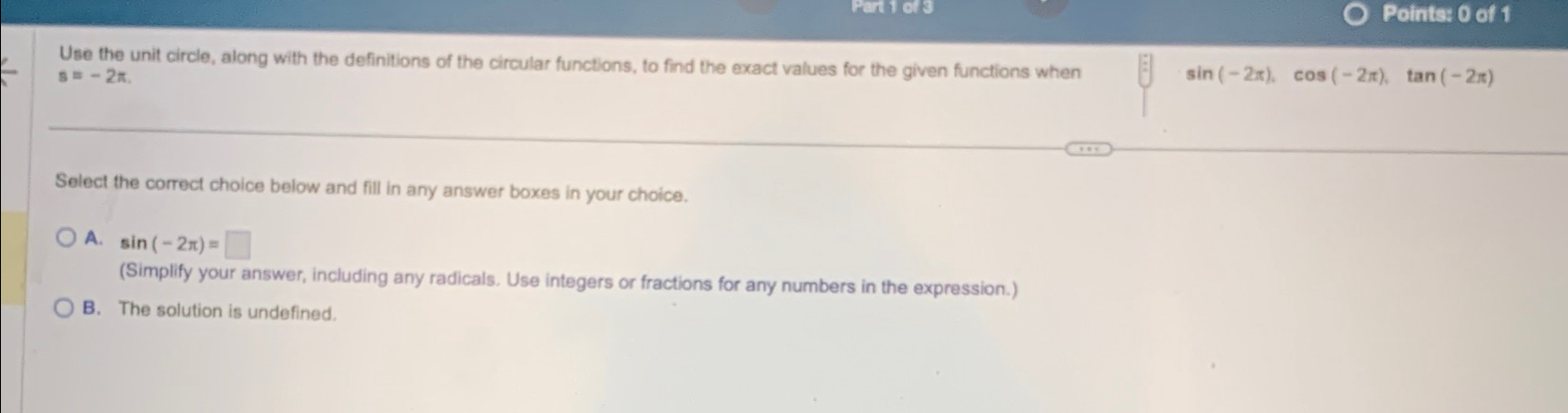 Solved Use the unit circle, along with the definitions of | Chegg.com