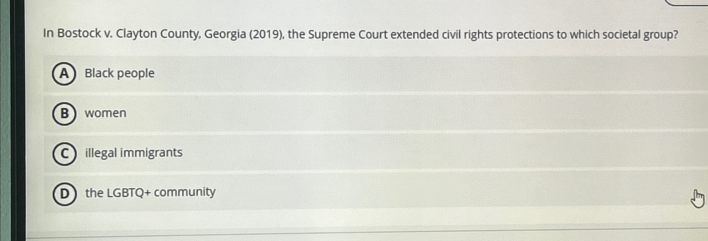 Solved In Bostock v. ﻿Clayton County, Georgia (2019), ﻿the | Chegg.com