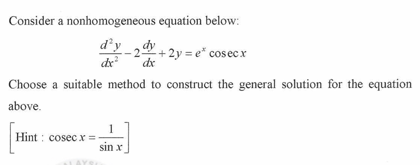 Solved Consider a nonhomogeneous equation | Chegg.com