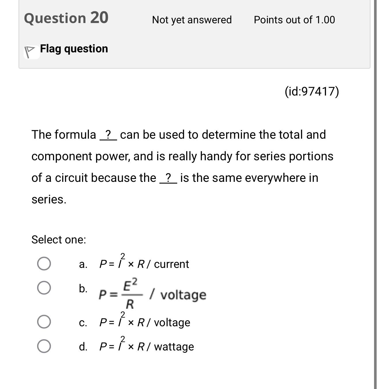 Solved Question 20Not yet answeredPoints out of 1.00Flag | Chegg.com