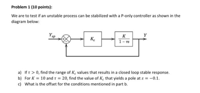 Solved We are to test if an unstable process can be | Chegg.com