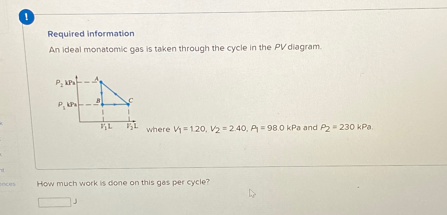 !Required informationAn ideal monatomic gas is taken | Chegg.com