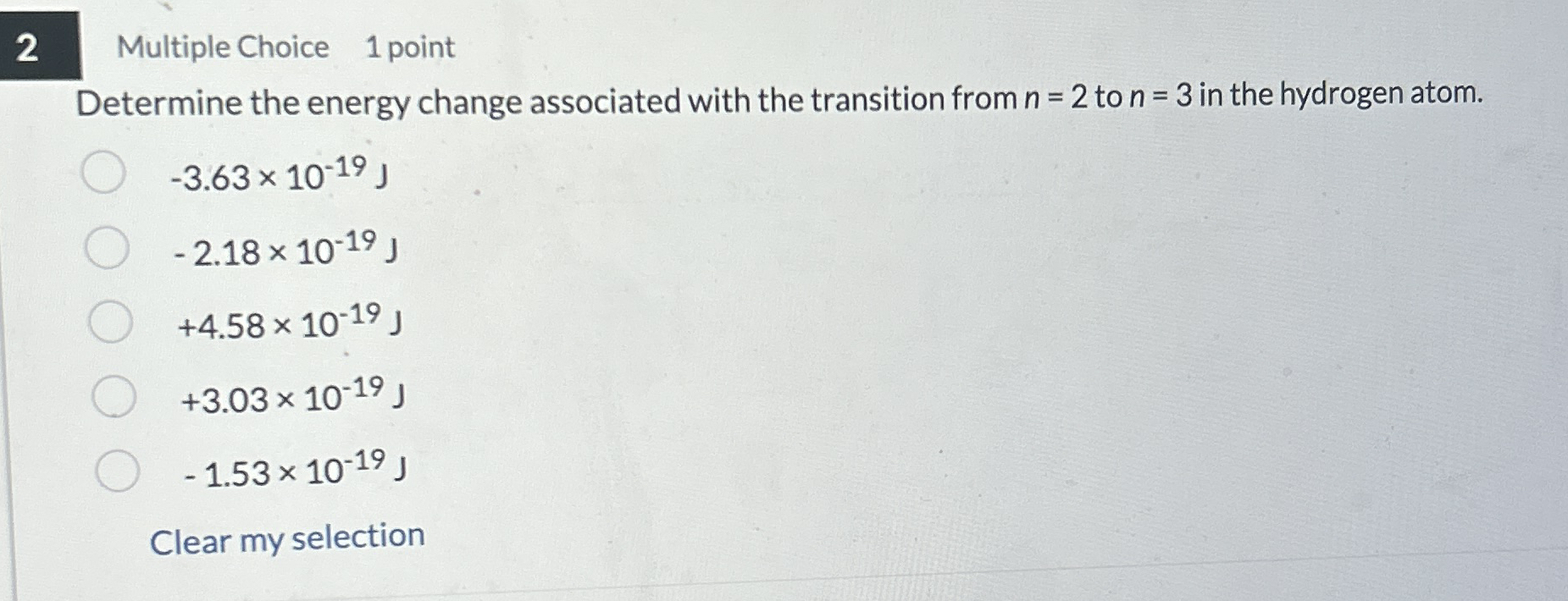 Solved 2Multiple Choice1 ﻿pointDetermine the energy change | Chegg.com