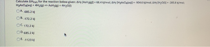 Solved Calculate Ahrxn For The Reaction Below Given Ahf