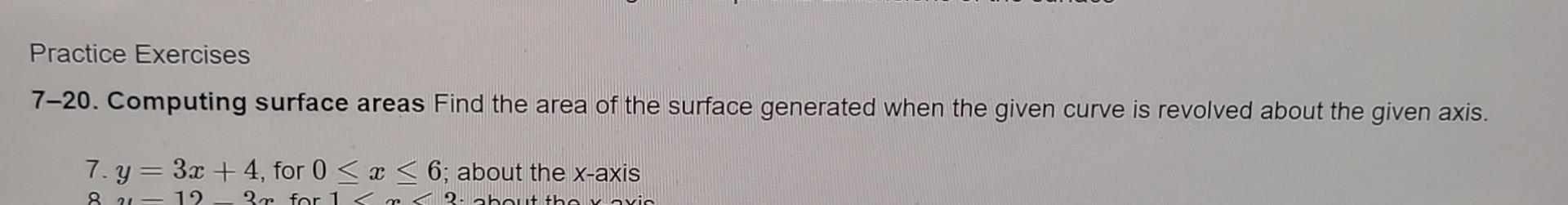 Solved Practice Exercises 7-20. Computing surface areas Find | Chegg.com