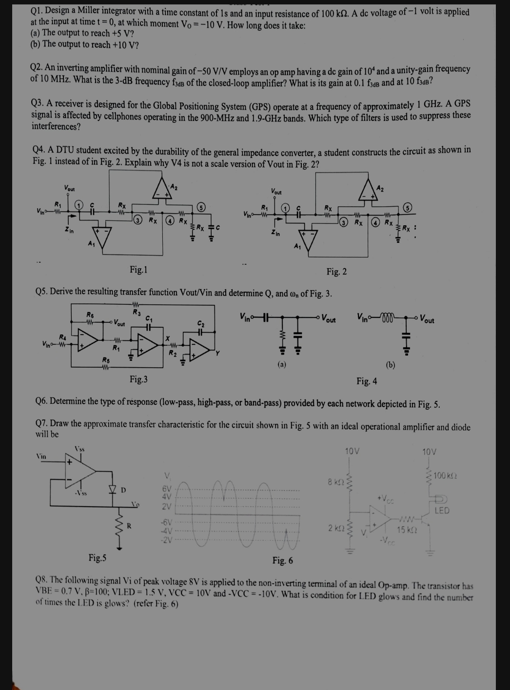 Solved Q1. ﻿Design a Miller integrator with a time constant | Chegg.com