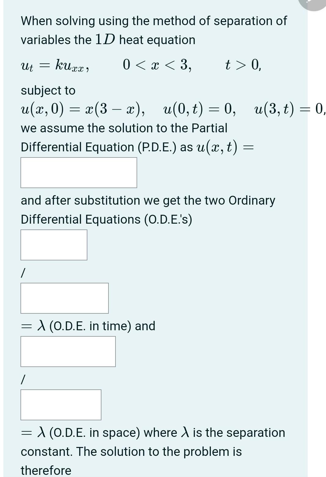 Solved When solving using the method of separation of | Chegg.com