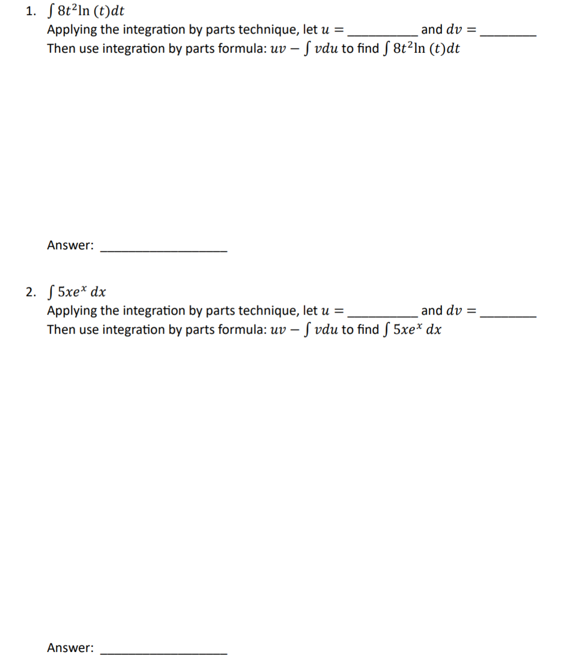 Solved ∫﻿﻿8t2ln(t)dtApplying the integration by parts | Chegg.com