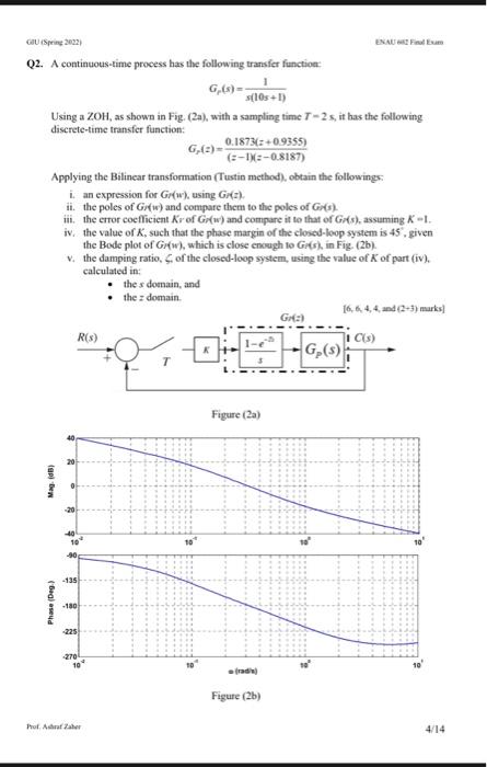 Solved Q2. A continuous-time process has the following | Chegg.com