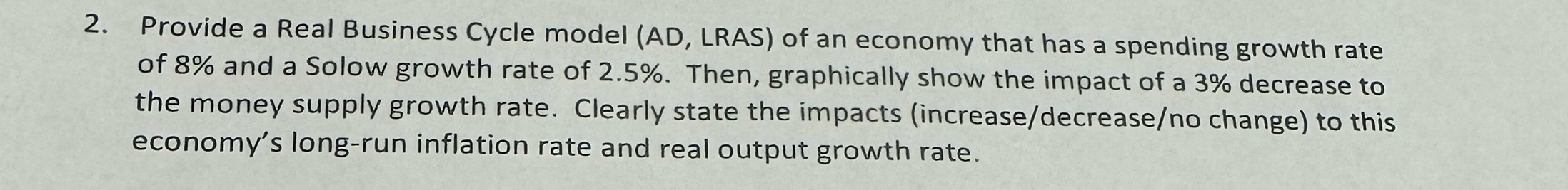 Solved Provide a Real Business Cycle model (AD, ﻿LRAS) ﻿of | Chegg.com