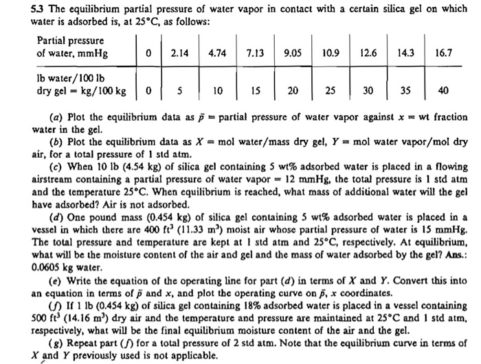 53 The equilibrium partial pressure of water vapor in | Chegg.com