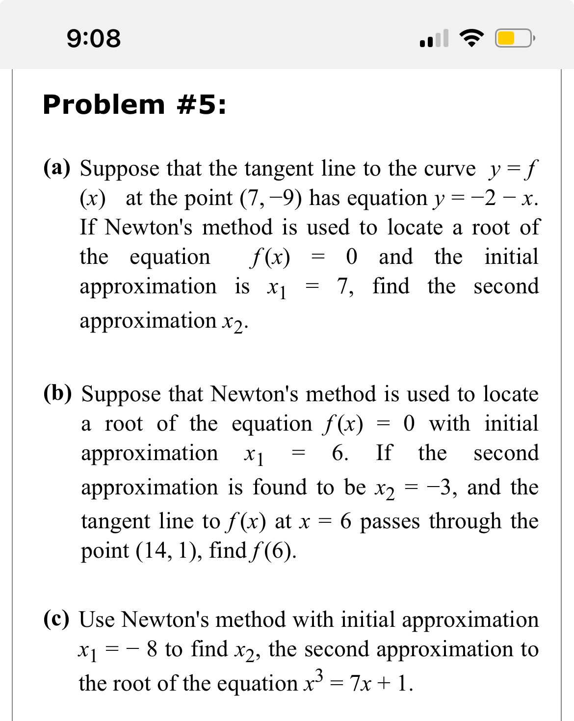 Solved Problem #5:(a) ﻿Suppose that the tangent line to the | Chegg.com