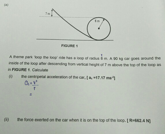 Solved (a) 7 m 8 m FIGURE 1 A theme park 'loop the loop' | Chegg.com