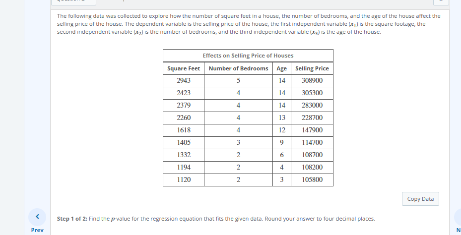 Solved The following data was collected to explore how the | Chegg.com