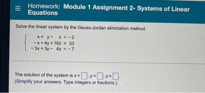 Solved Homework Module 1 Assignment 2 Systems Of Linear