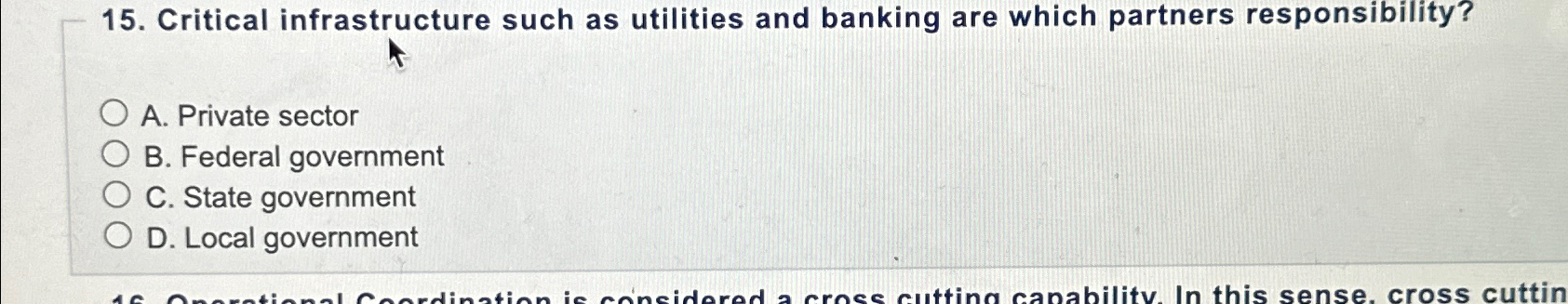 Solved Critical infrastructure such as utilities and banking | Chegg.com