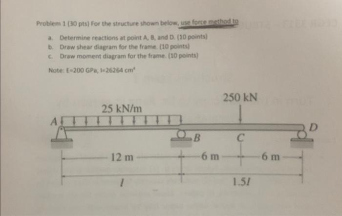 Solved Problem 1 (30 pts) for the structure shown below, use | Chegg.com
