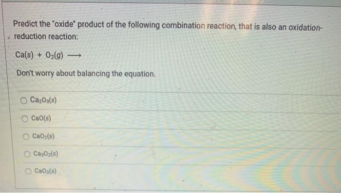 Solved Predict the "oxide" product of the following | Chegg.com
