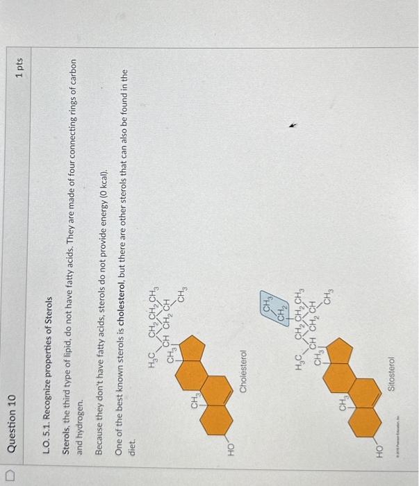 Solved L.0. 5.1. Recognize properties of Sterols Sterols, | Chegg.com