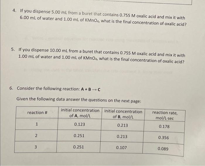 Solved 4. If you dispense 5.00 mL from a buret that contains | Chegg.com