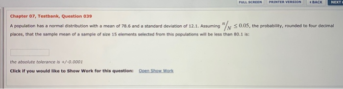 Solved FULL SCREEN PRINTER VERSION | Chegg.com