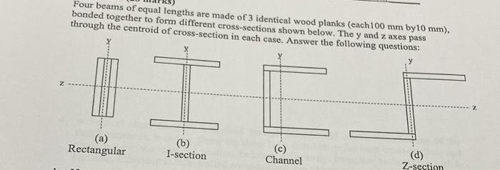 Four beams of equal lengths are made of 3 identical | Chegg.com