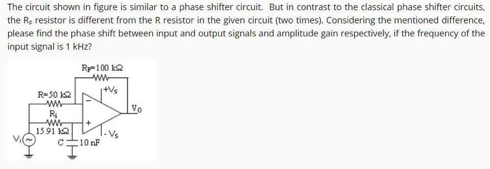 Solved The circuit shown in figure is similar to a phase | Chegg.com