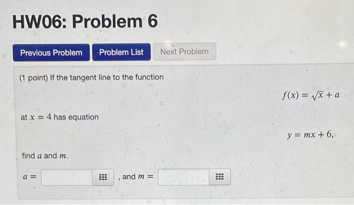 Solved HW06: Problem 6 Previous Problem Problem List Next | Chegg.com
