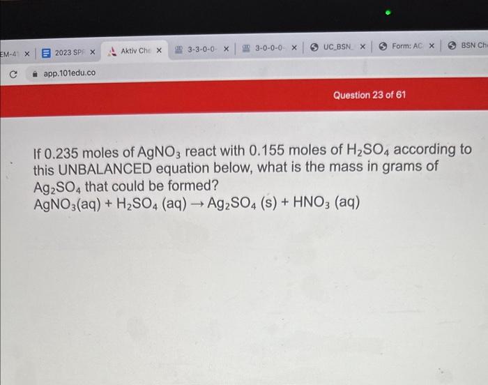 Solved If 0.235 moles of AgNO3 react with 0.155 moles of | Chegg.com