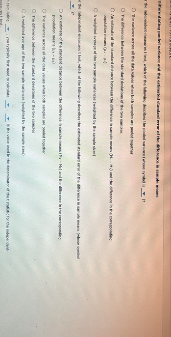 Solved Differentiating pooled variance and the estimated | Chegg.com