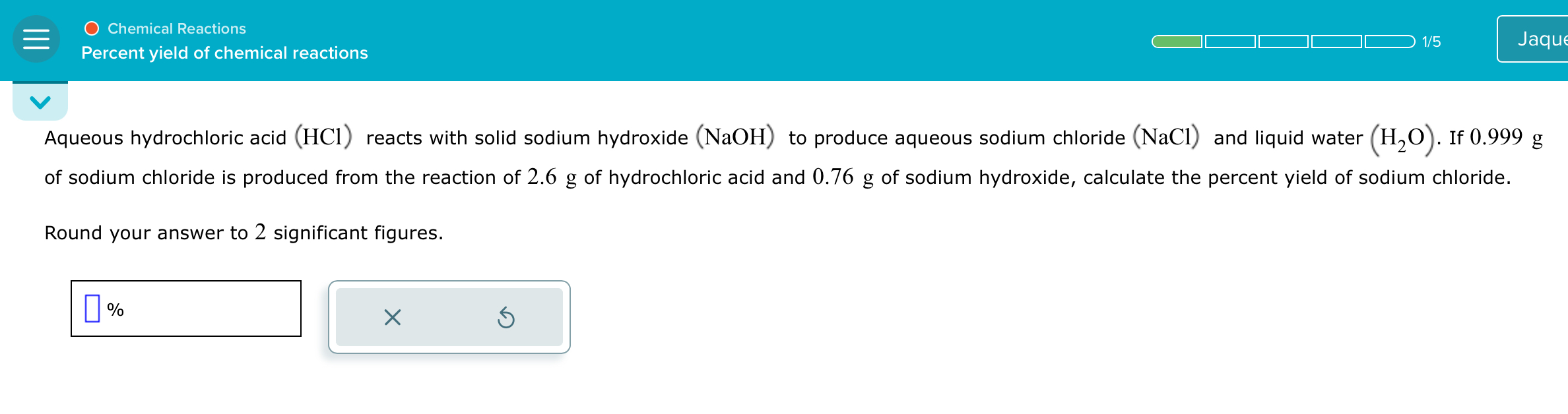 Solved Chemical ReactionsPercent yield of chemical | Chegg.com