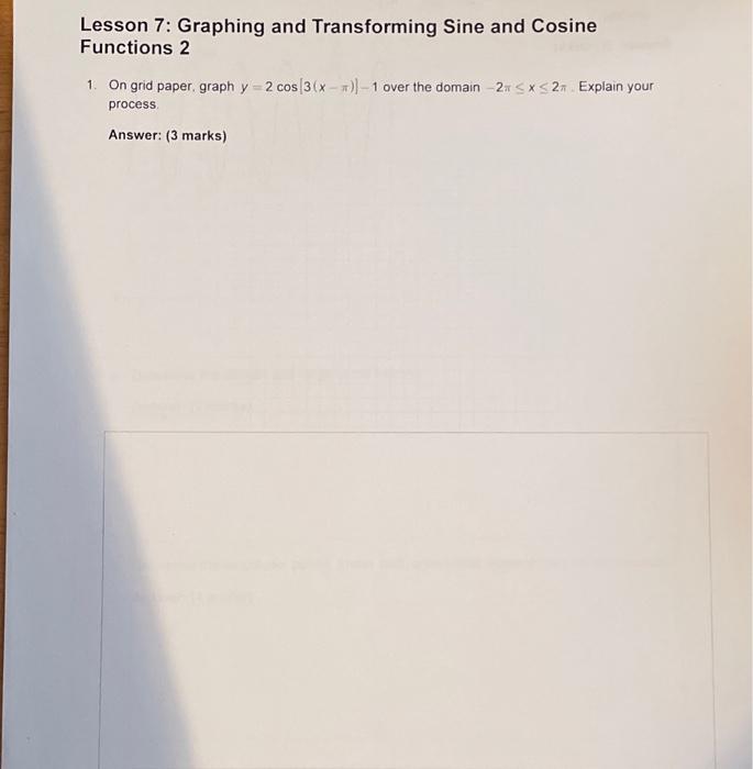 Solved Lesson 7: Graphing and Transforming Sine and Cosine | Chegg.com