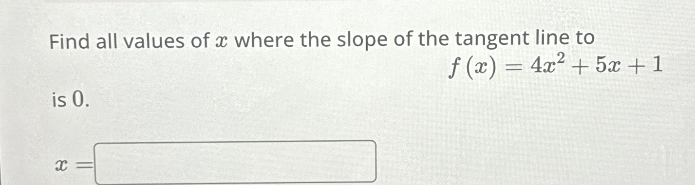 Solved Find all values of x ﻿where the slope of the tangent | Chegg.com