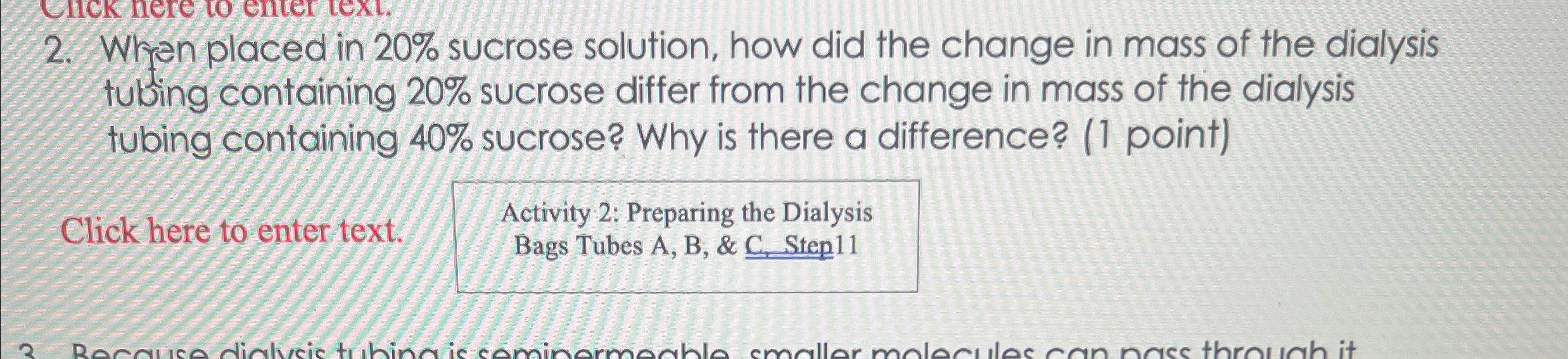 Solved When placed in 20% ﻿sucrose solution, how did the | Chegg.com