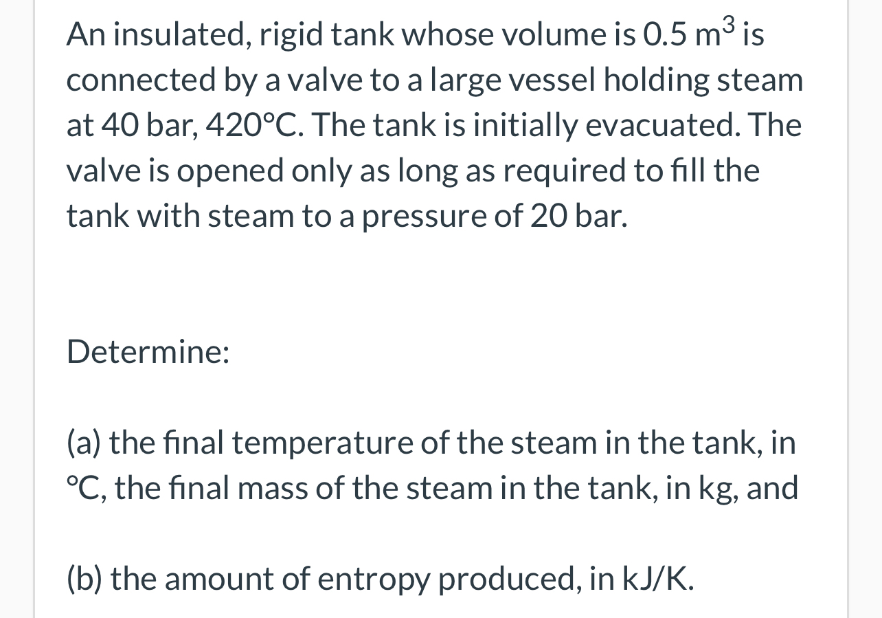 Solved An insulated, rigid tank whose volume is 0.5m3 ﻿is | Chegg.com