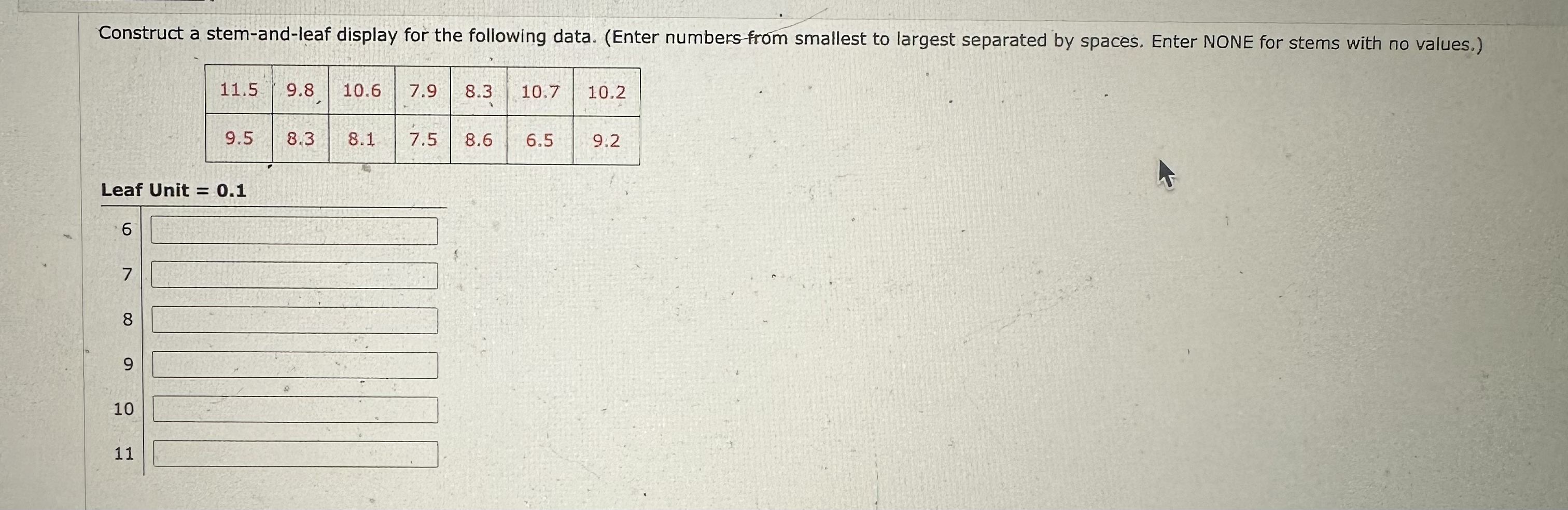 Solved Construct a stem-and-leaf display for the following | Chegg.com