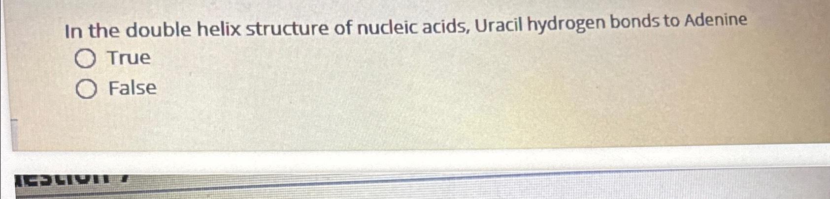Solved In the double helix structure of nucleic acids, | Chegg.com